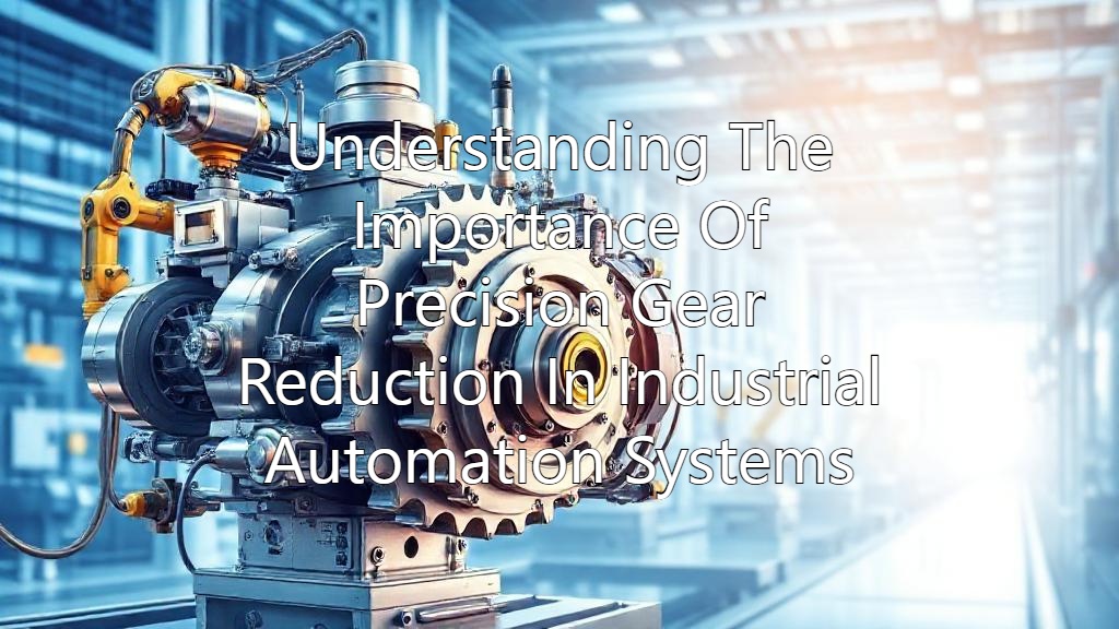 Understanding The Importance Of Precision Gear Reduction In Industrial ...